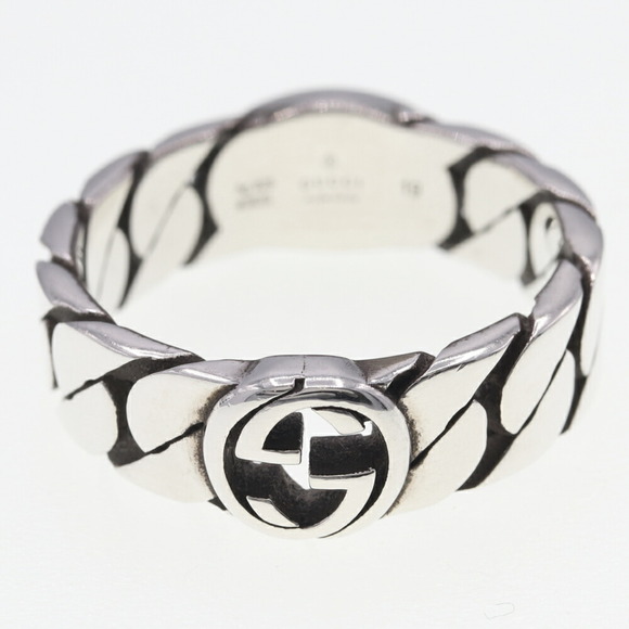 Gucci | Accessories | Gucci Ring Interlocking G Gormet Chain 678656 Sv Sterling Silver 925 Size ...